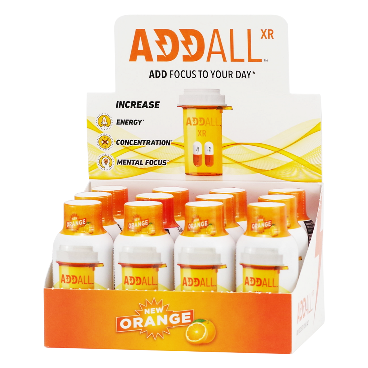 Addall New Orange XR Shots 12ct Display – Fist Distro