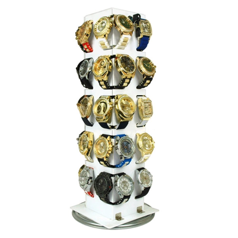 4-Side Turntable LED Watch Display – Pre-Filled 40-Pack – Fist Distro