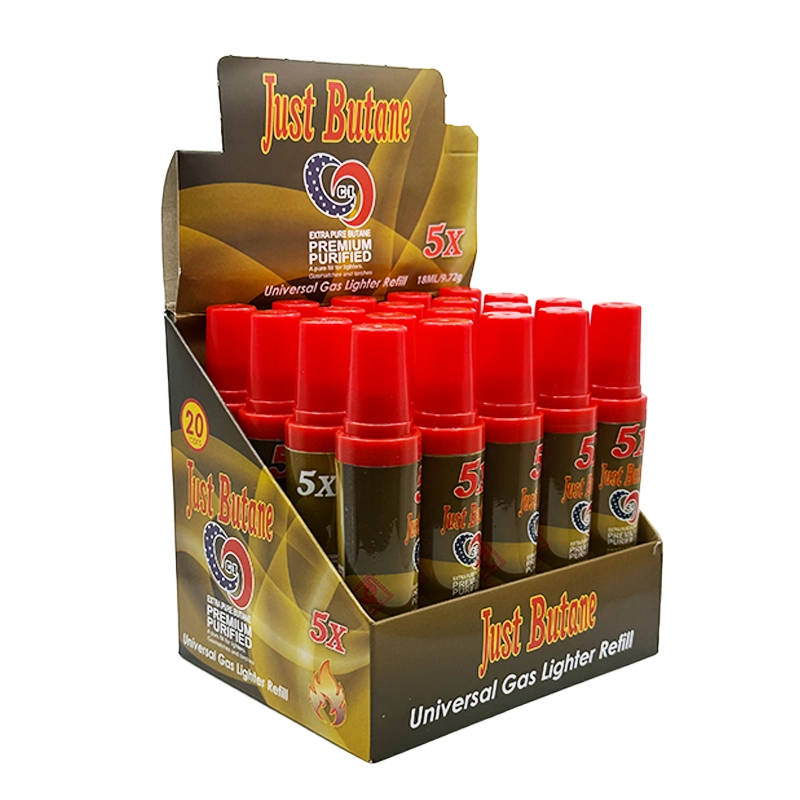 Just Butane 5x Mini Universal Gas Lighter Refill 18mL - Display of 20 ...