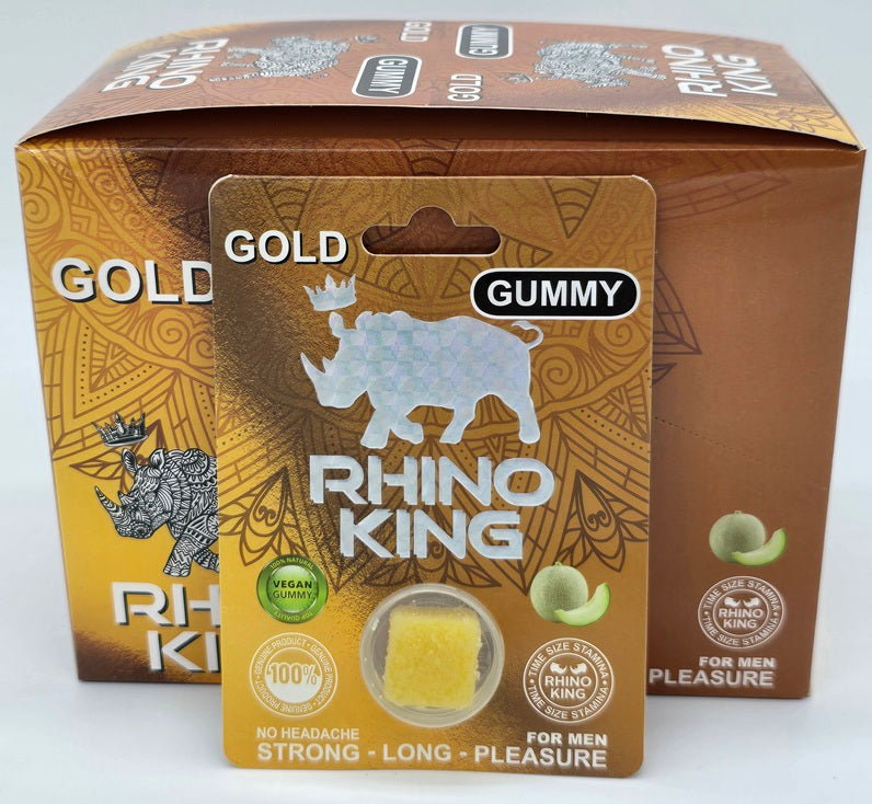 Rhino King Gold Sexual Enhancement Vegan Gummies - Display of 24 – Fist Distro
