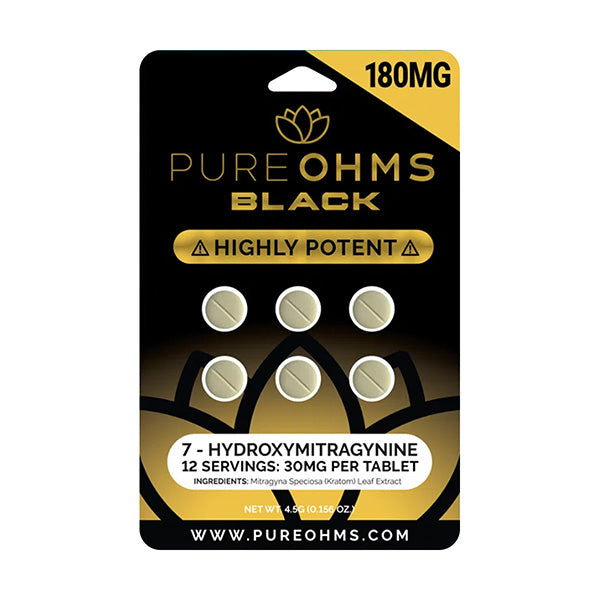 Pure Ohms Black 7-Hydroxy 30mg Tablets - 6 Count – Fist Distro